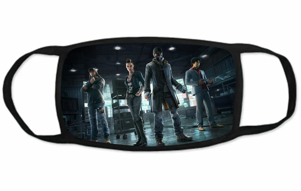 Маска защитная тканевая на лицо Watch Dogs, Сторожевые псы №3, Взрослая - 20 на 12,5 см