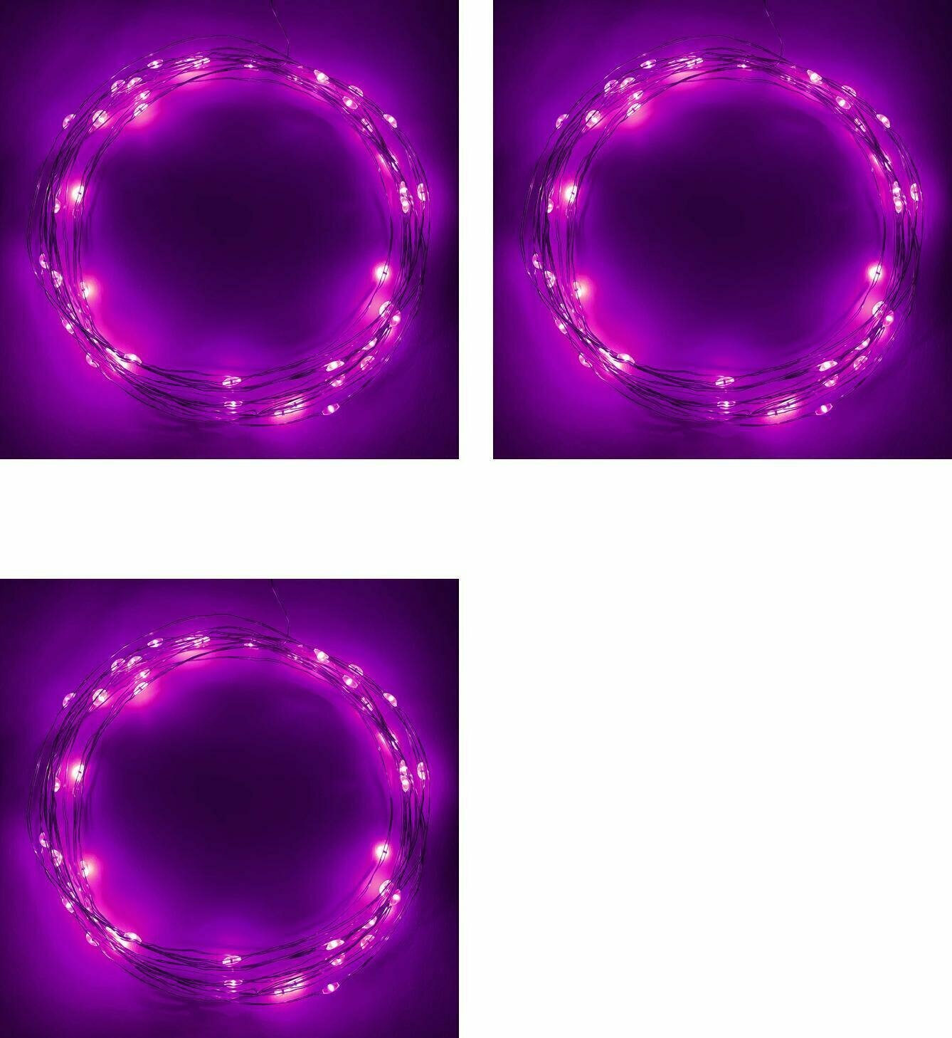 Гирлянда ЭРА Нить 3xAA 50Led 5м IP20 сиреневый (комплект из 3 шт)