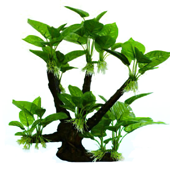 Коряга искусственная Marlin Aquarium "Мангровая коряга с анубиасом ", 33×26×37 см