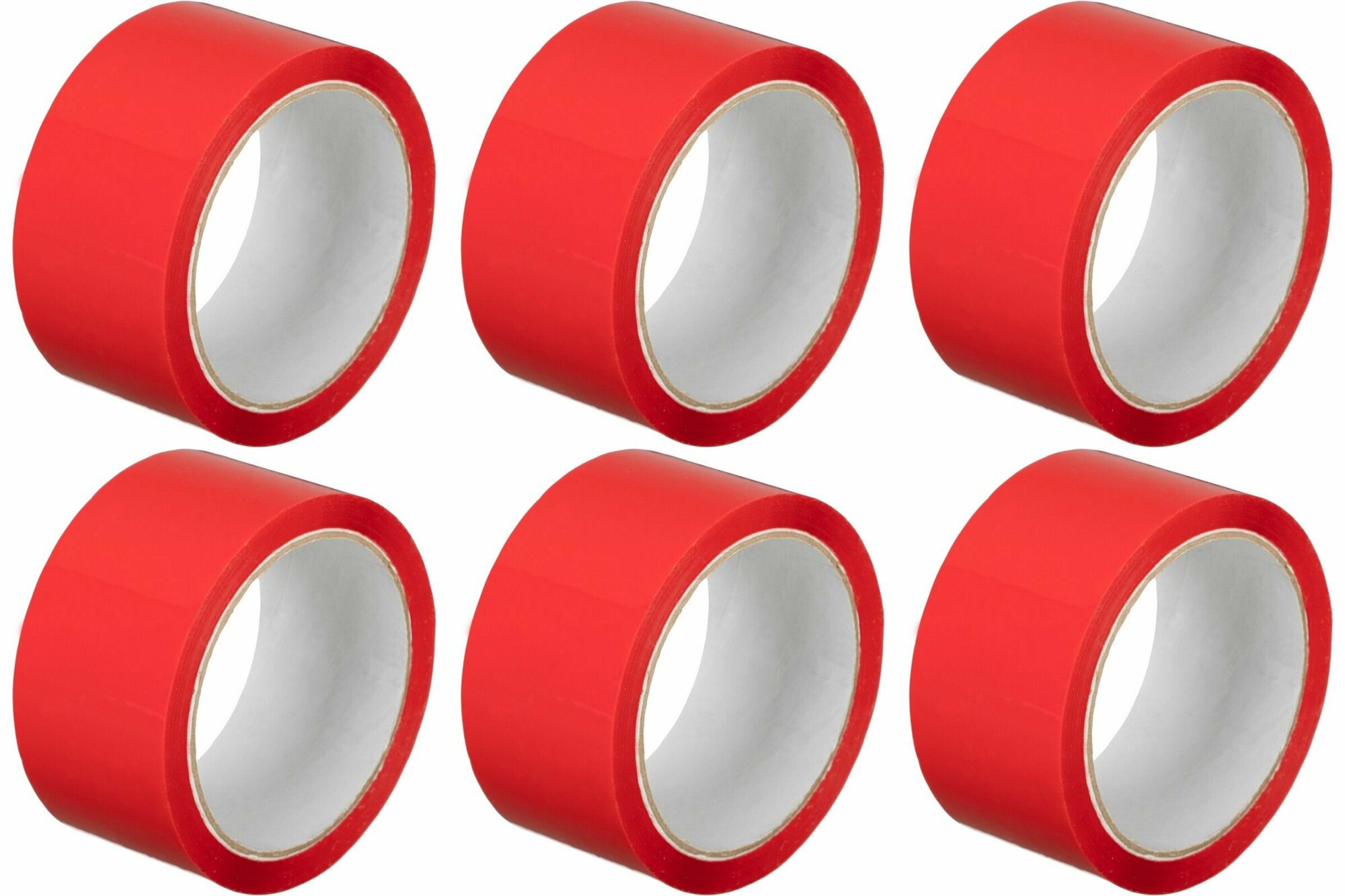 Клейкая лента канцелярская упаковочная красная, 48 мм, 55 м, 43 мкм, 6 шт