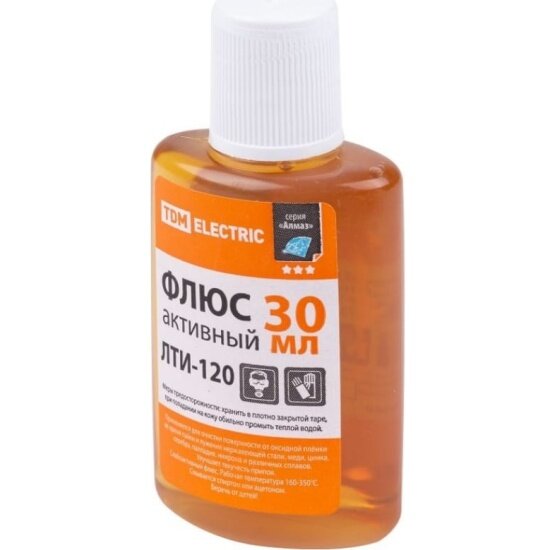 Флюс Tdm Electric активный ЛТИ-120, кислотный, 30 мл, серия "Алмаз", SQ1025-0373
