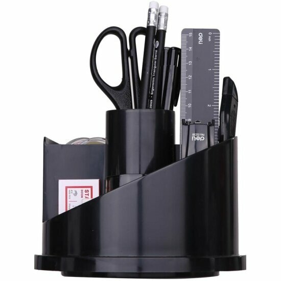 Набор настольный Deli E38251A 17 предметов черный вращающийся