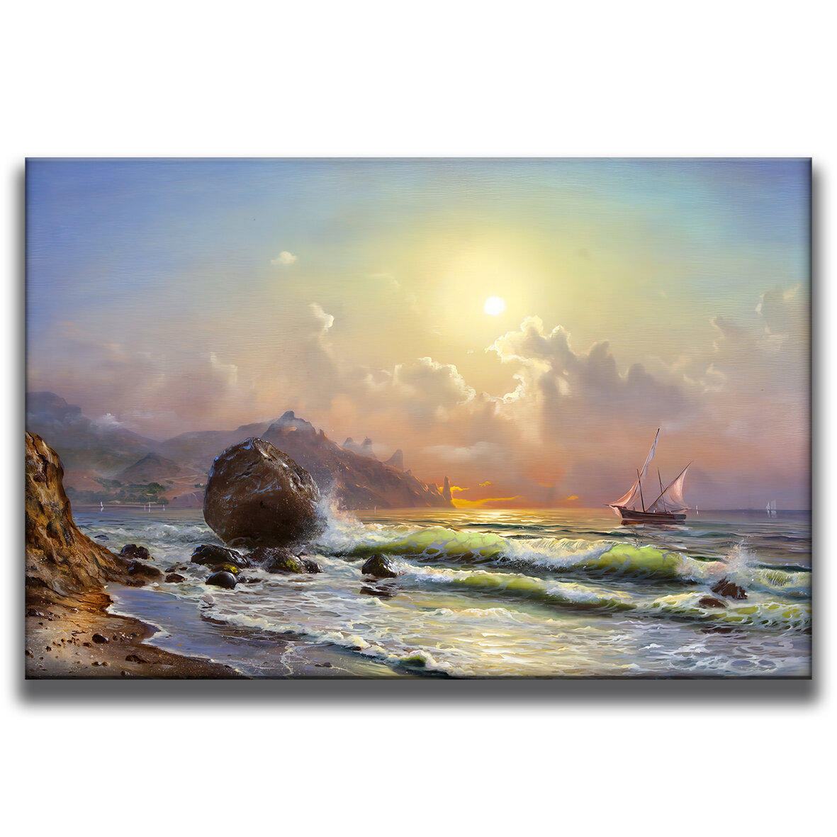 Картина для интерьера на холсте «Морской пейзаж маслом» 40х60, холст натянут на подрамник