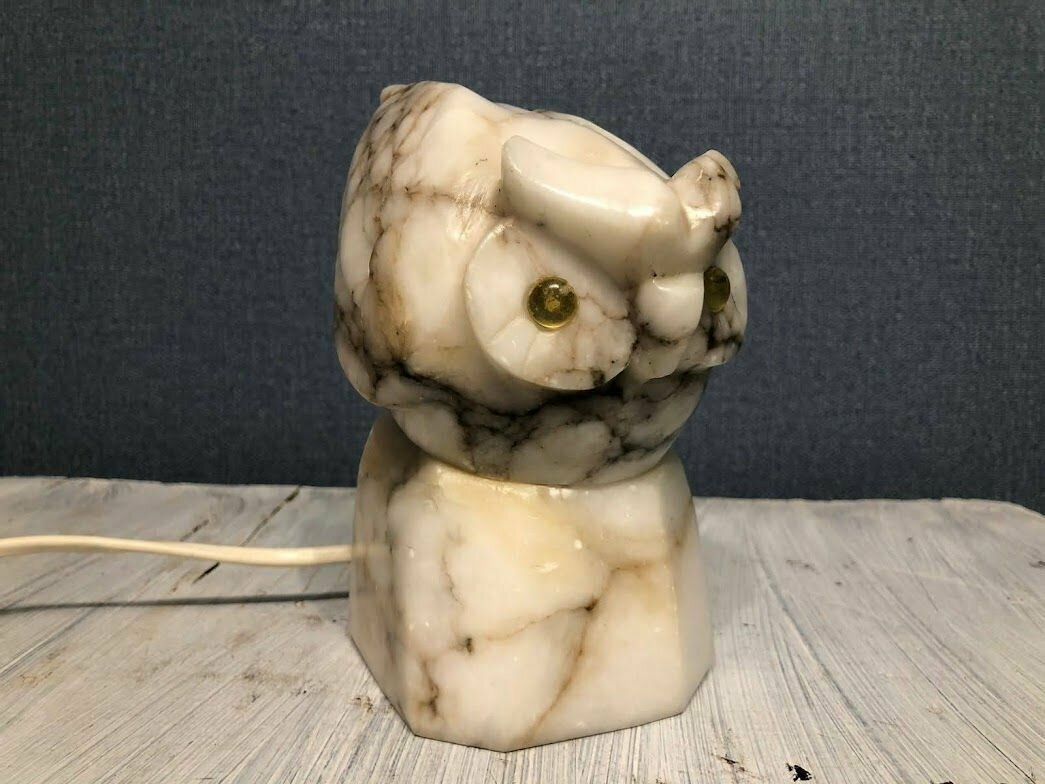 Винтажный светильник из мрамора "мудрая сова"