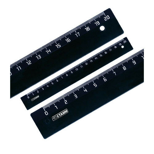 Линейка 20см пластиковая черная СТАММ арт. ЛН15. Количество в наборе 20 шт.