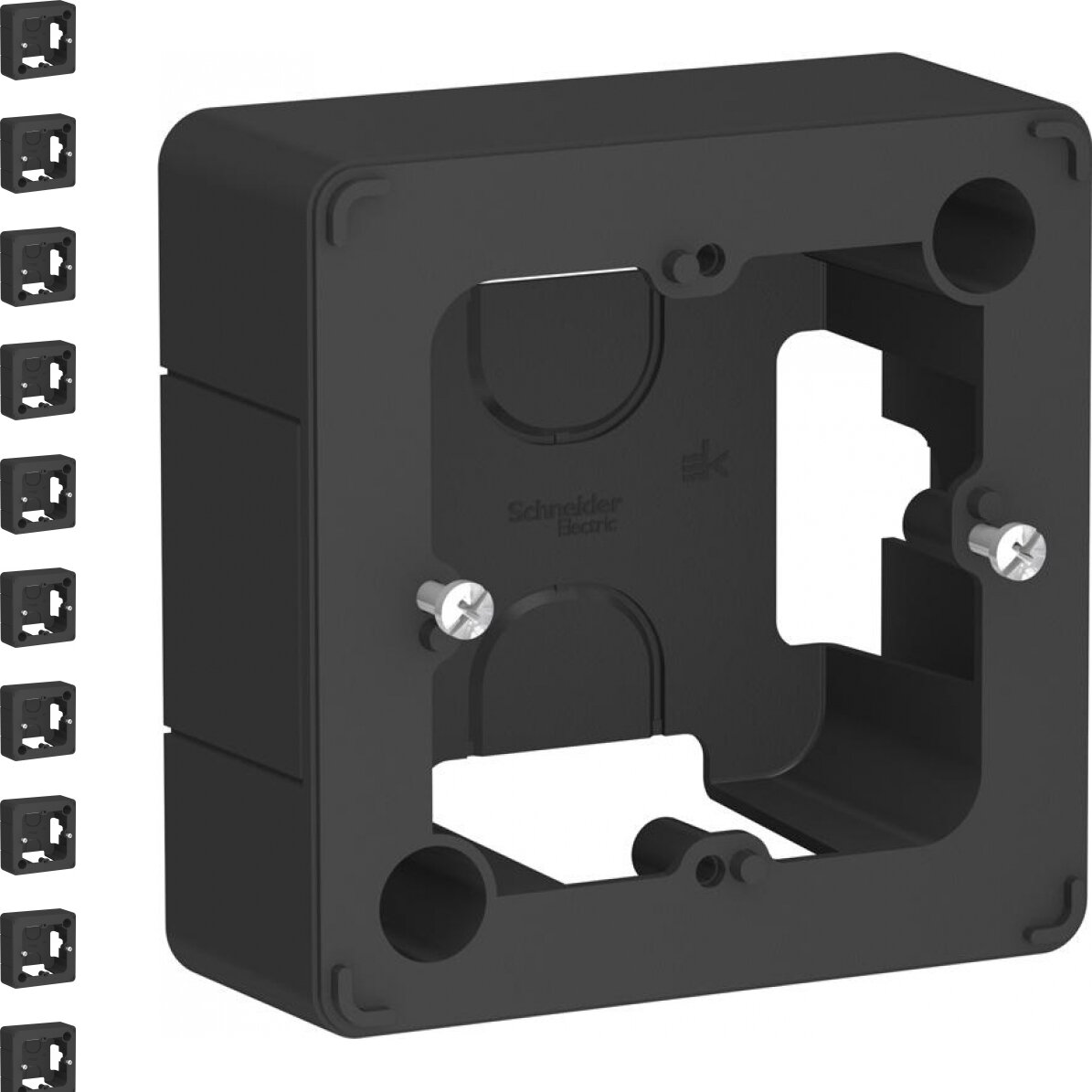 Коробка установочная Systeme Electric Blanca 86x86 квадратная IP20 антрацит (комплект из 10 шт.)
