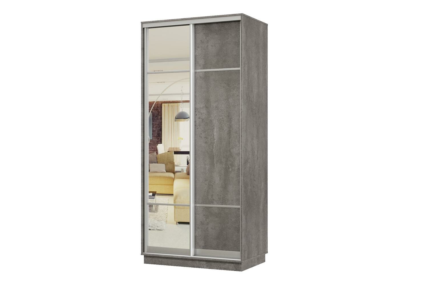 Шкаф-купе 2-дверный Hoff Практик мини, напольный, 100х240х60 см, для одежды, ЛДСП, цвет бетон