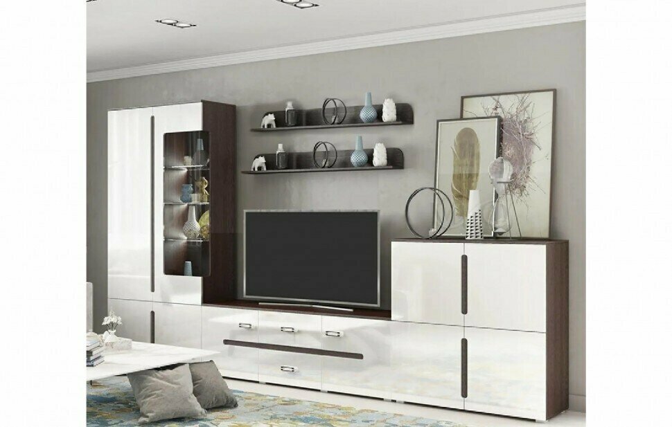 Комплект мебели для гостиной "Ким" Венге/Белый глянец