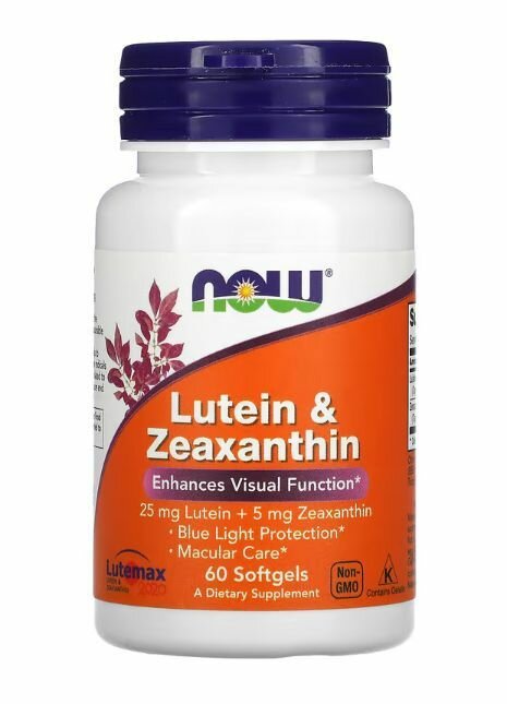 NOW Foods, лютеин и зеаксантин, для улучшения зрения, 60 капсул