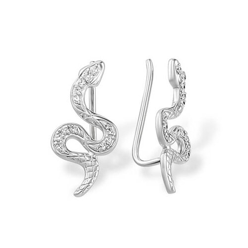 Серьги клаймберы, серебро, 925 проба, фианит
