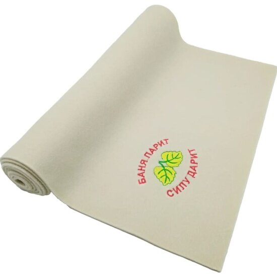 Подстилка ковёр для бани Бацькина Баня белый, 145х50 см