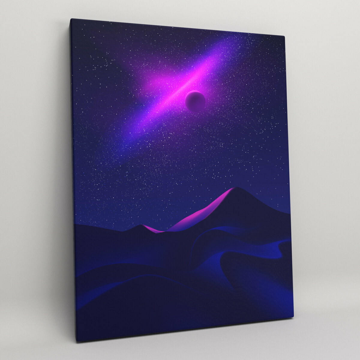 Картина на холсте (интерьерный постер) "Ночь на Сатурне №1" космос, фантастика, с деревянным подрамником, размер 45x60 см