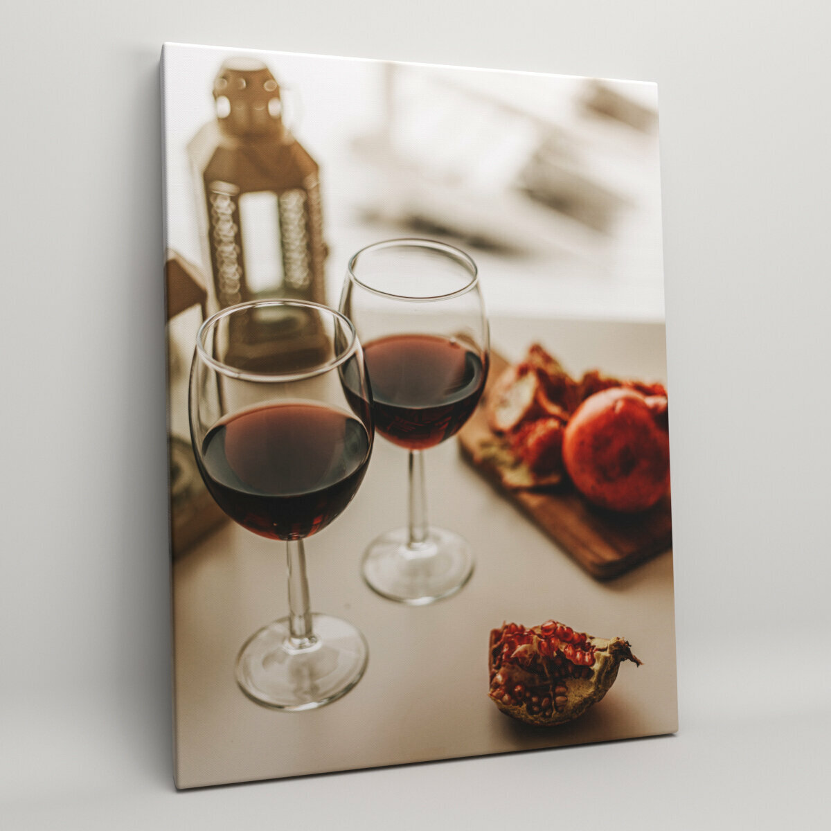 Картина на холсте (интерьерный постер) "Натюрморт - два бокала вина", с деревянным подрамником, размер 30x40 см