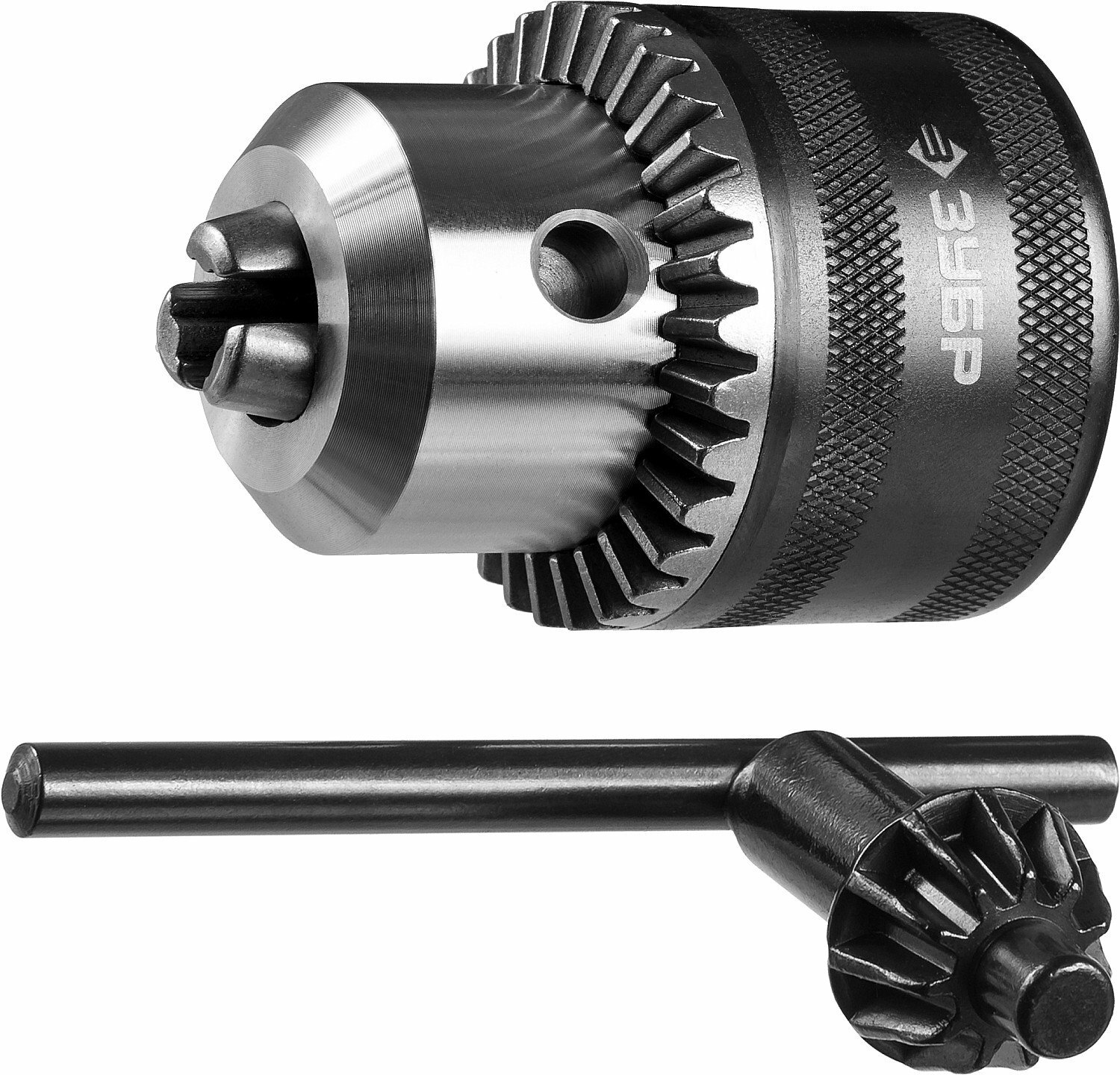 Патрон для станков ЗУБР Профессионал 3-16 мм с ключом 3 кулачка 2 муфты конус Морзе В16