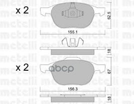 Колодки дисковые передние! Ford Focus C-MAXi, Mazda 3 1.4i-2.0CRDT/TDCi 03> Metelli арт. 2205340