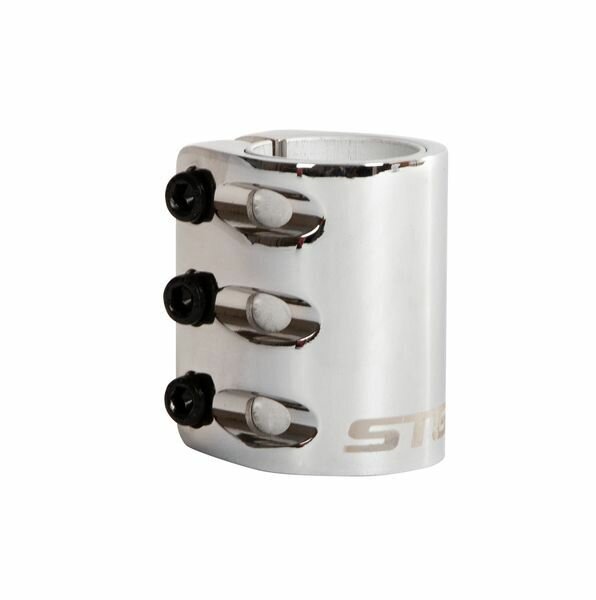 Зажим для трюкового самоката с проставкой на 3 болта для компрессии HIC, серебристый.