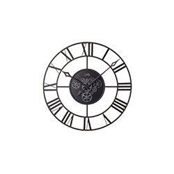 Настенные часы чёрные с движущимися шестерёнками Tomas Stern 9100