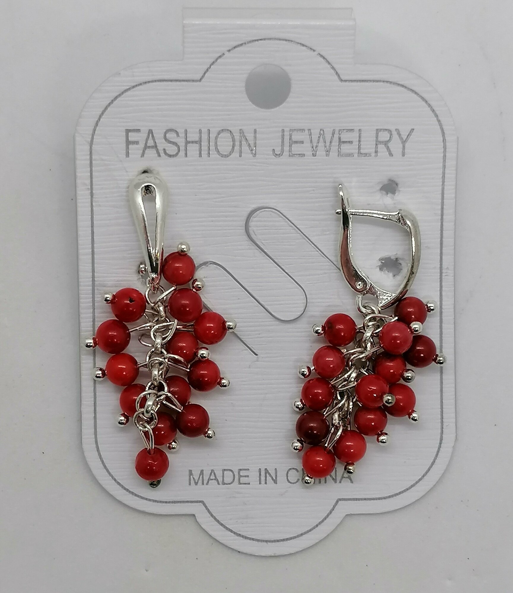 Комплект серег, коралл