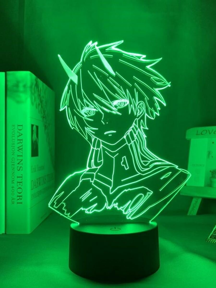 Ночник Аниме Милый во франксе Зеро - Anime Ту Zero Two 02 . Подарок фанату аниме и манги — декор в комнату с любимыми персонажами, в стиле отаку и японской анимации.