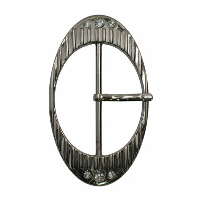 GB 1504 Micron пряжка со стразами 75×44 мм №04 никель прозрачный для ремней и аксессуаров