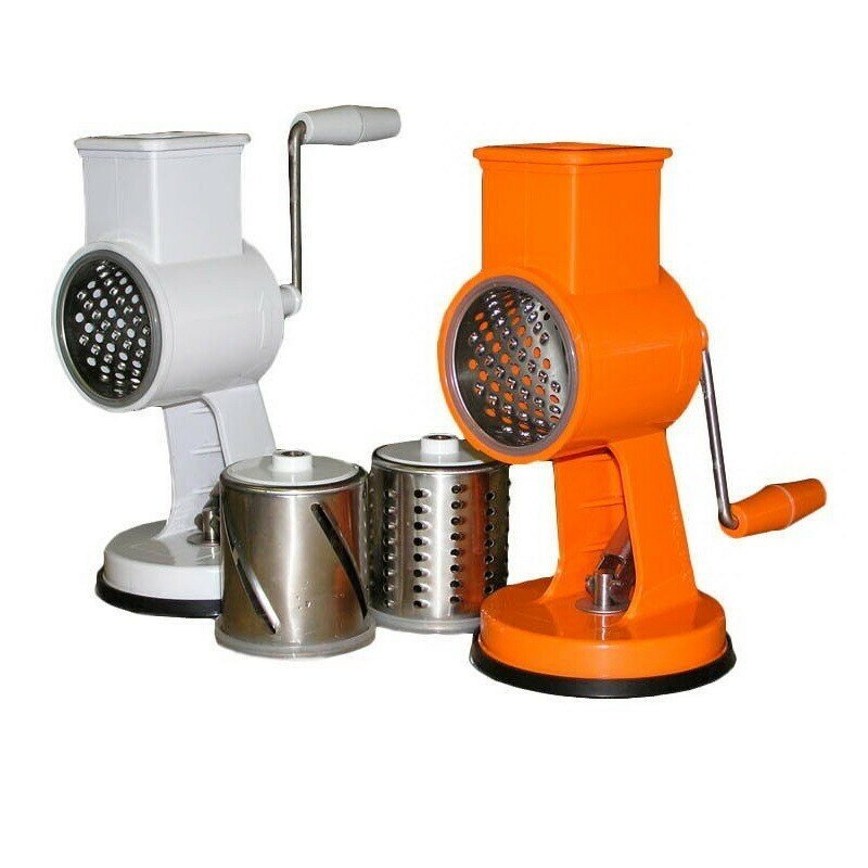 Терка-шинковка ручная 3 насадки, вакуумный крепеж, лоток