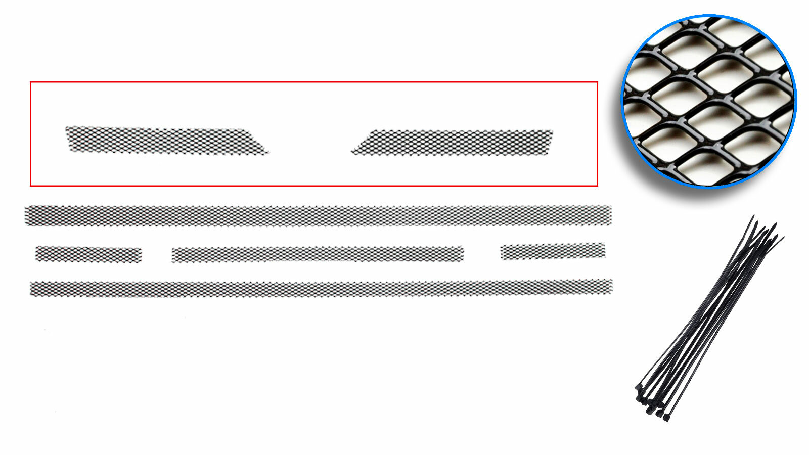Защитная сетка радиатора для VOLKSWAGEN TIGUAN 2020- (II рестайлинг), верх, 2шт