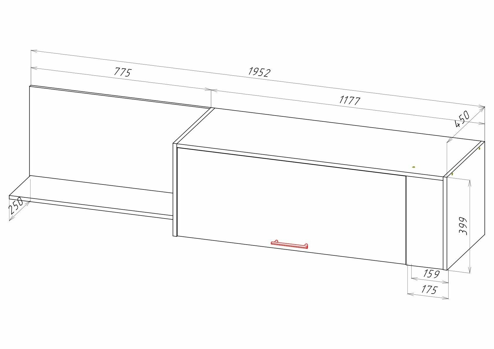 Антресоль для Бонн Элегант (угол слева) 90 см, высота с Антресолью 250 см Венге магия