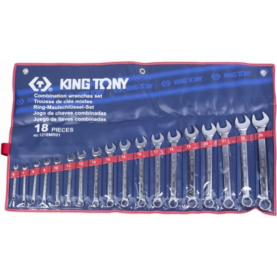 Набор комбинированных ключей King Tony 1218MR01, 6-24мм, 18 предметов