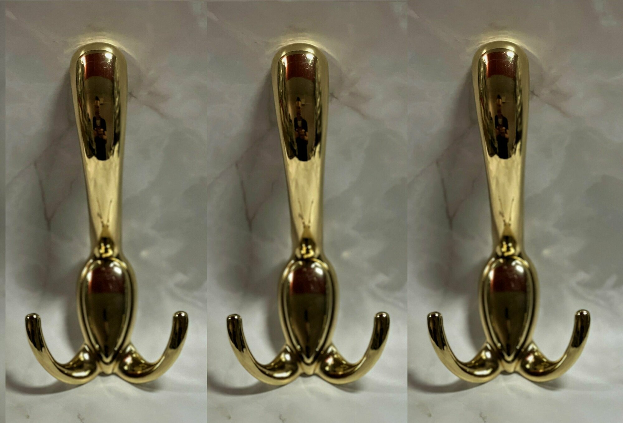 Крючок трехрожковый HOOK №9, золото глянец (3 шт)