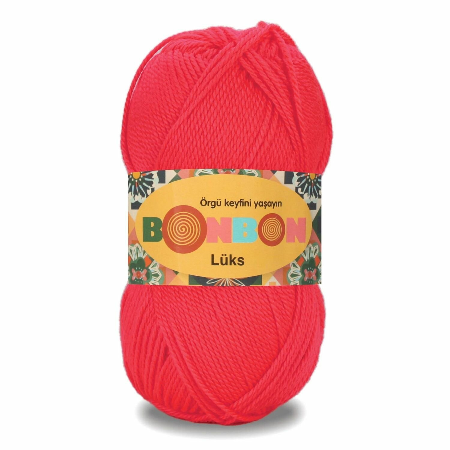 Пряжа Bonbon luks Nako, яр. коралл - 98398, 100% акрил, 5 мотков, 100 г, 240 м.