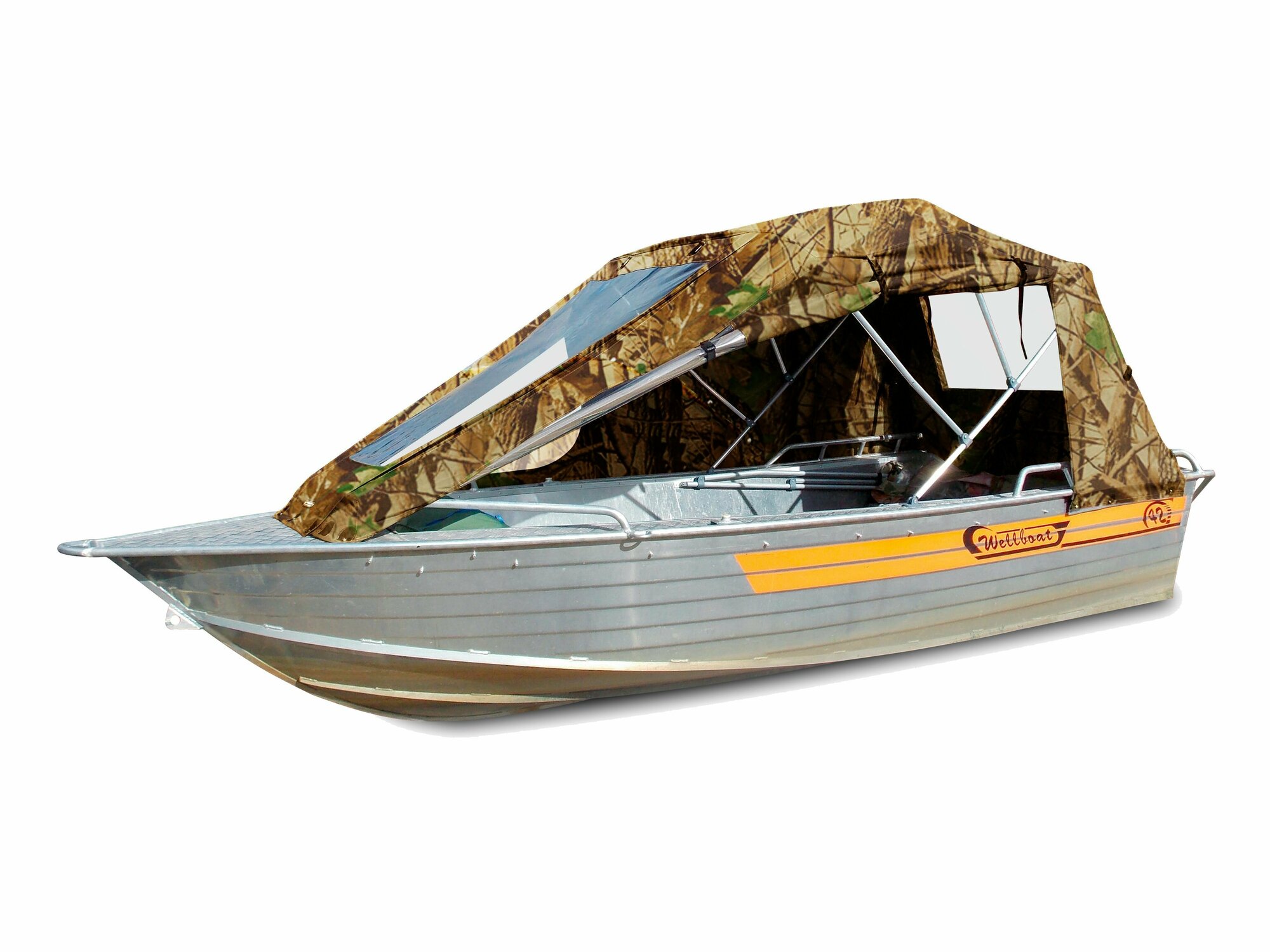 Wellboat-42. Вельбот-42. Тент ходовой с дугами с креплениями