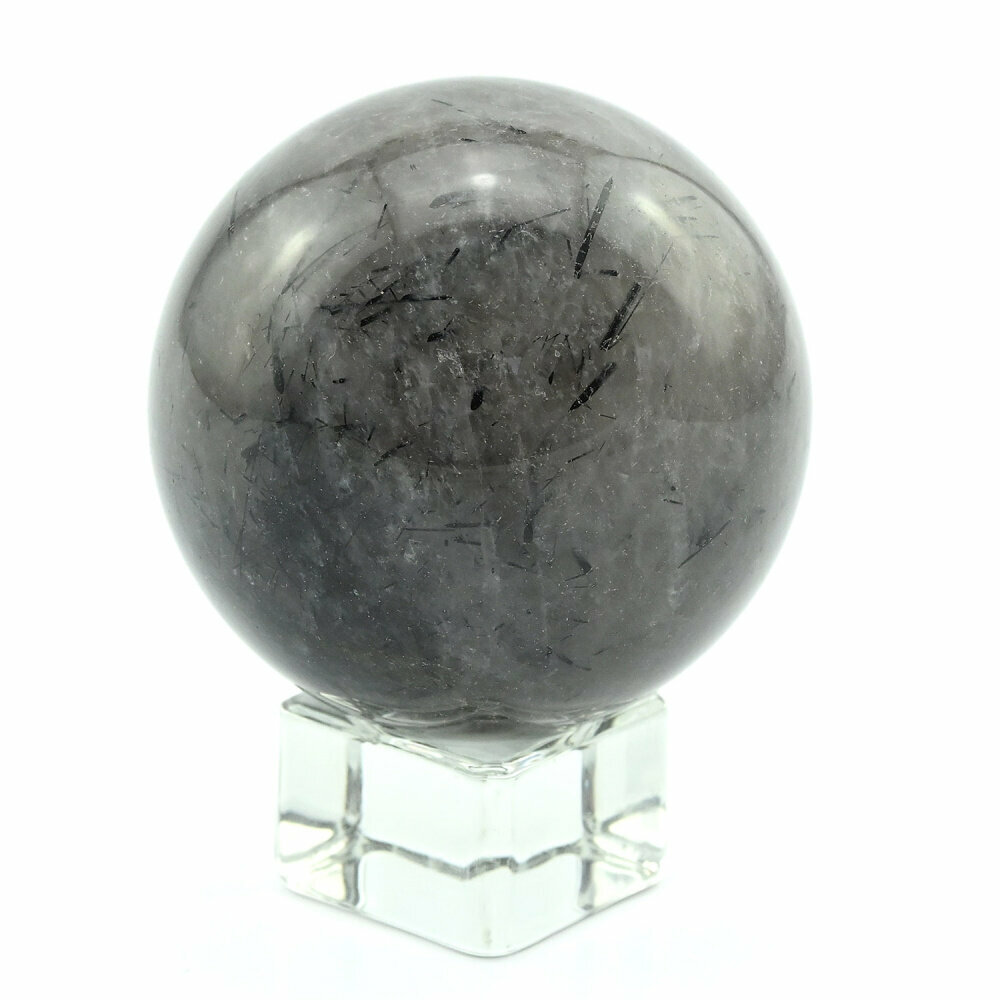 Шар из раухтопаза (дымчатого кварца) с турмалином, диаметр 54мм, 223г .