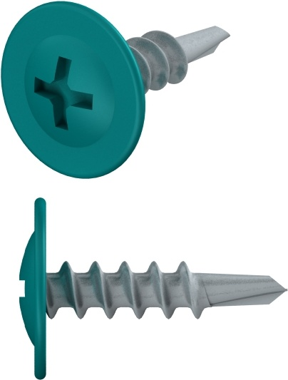 Саморез STARFIX 4.2х16 мм с прессшайбой, цинк, со сверлом, RAL 5021, 150 шт, цвет водная синь SMP1-47941-150