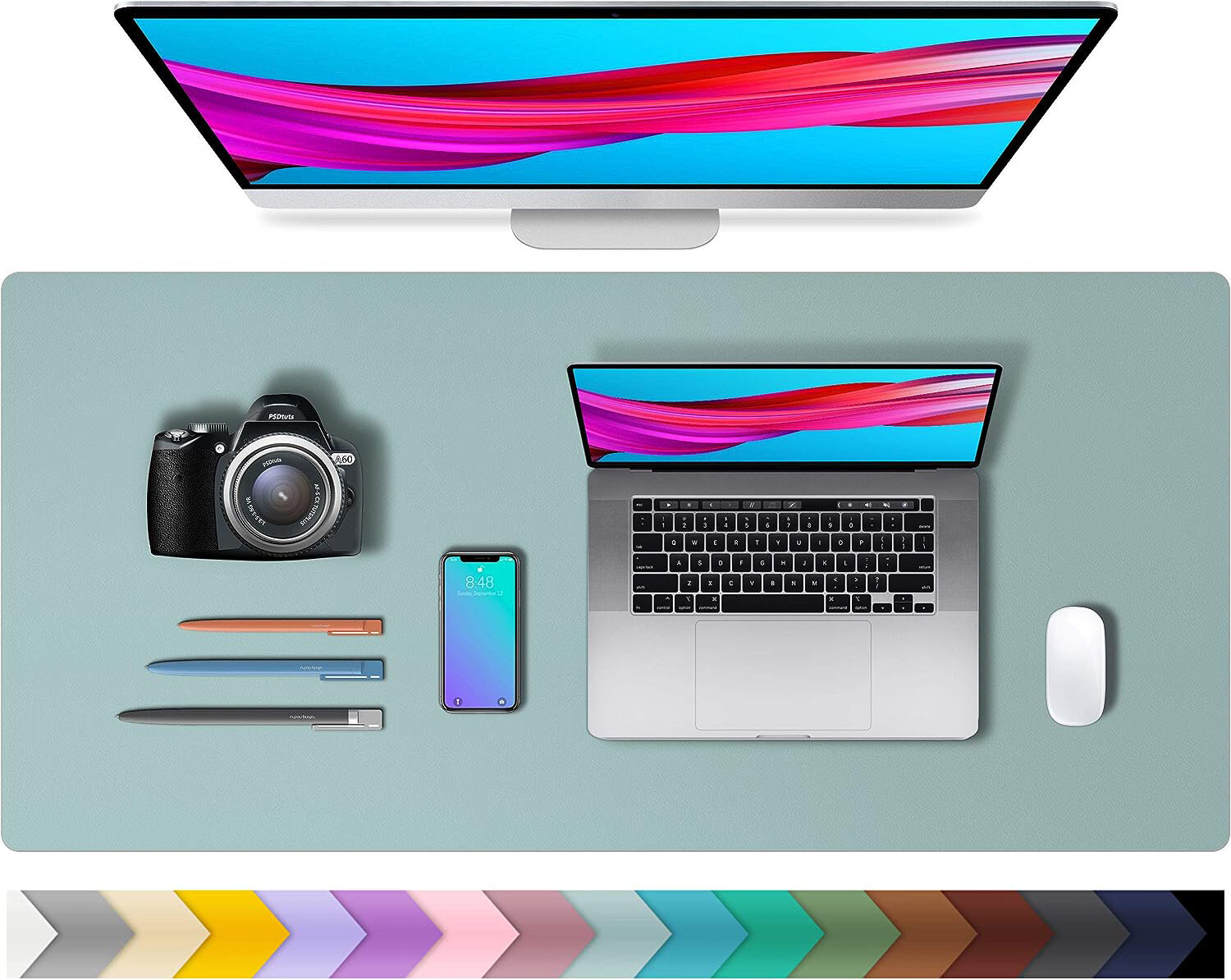 Коврик для мыши 45 см х 90 см и клавиатуры на рабочий стол. Настольный, большой, коврик для офиса и дома, бирюзовый