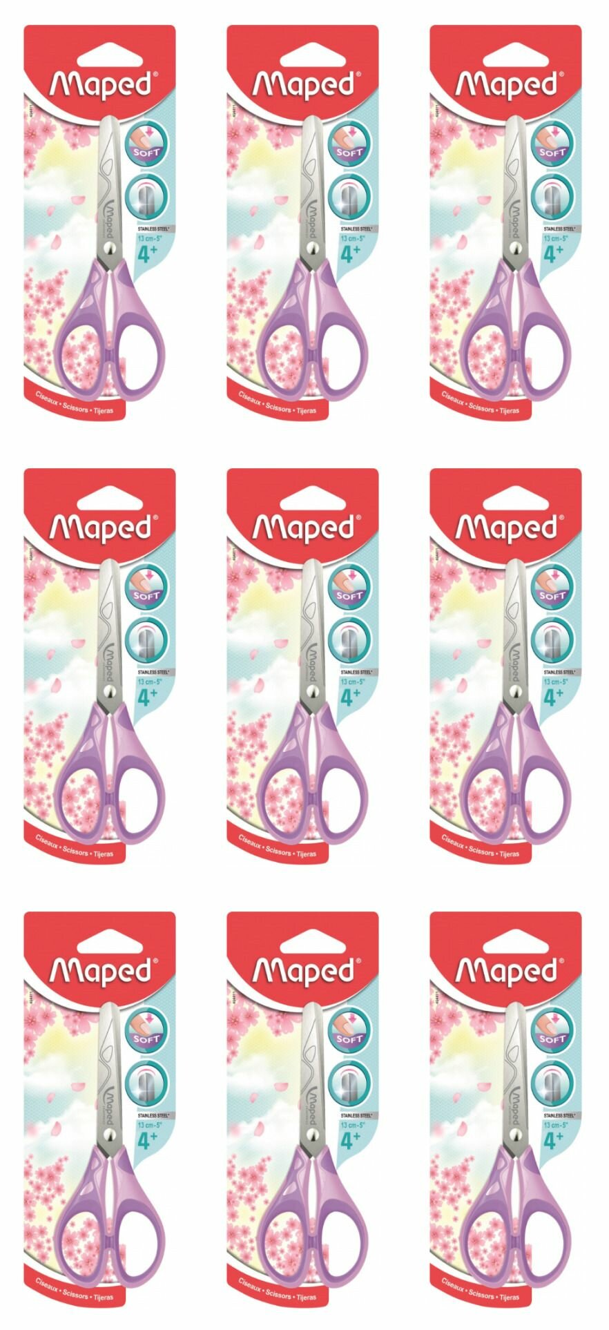 Maped Ножницы детские Essentials Soft Pastel 13 см, 9 шт