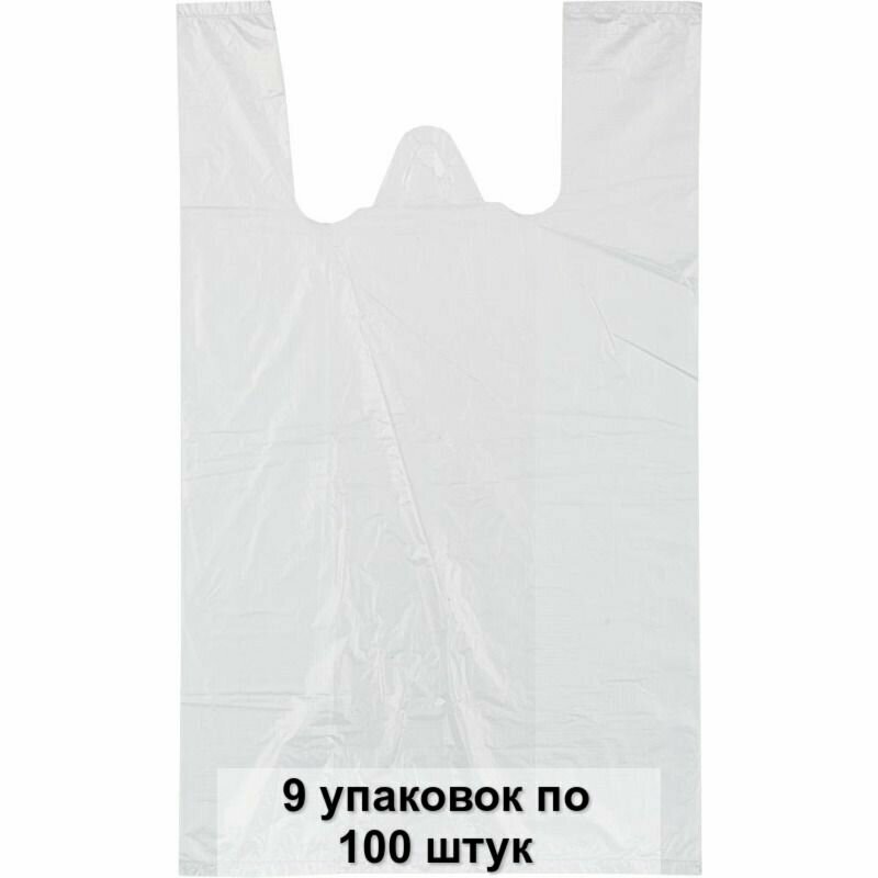 Пакет-майка 25+12х45 см, ПНД, 12 мкм, белыйй, 100 шт, 9 уп
