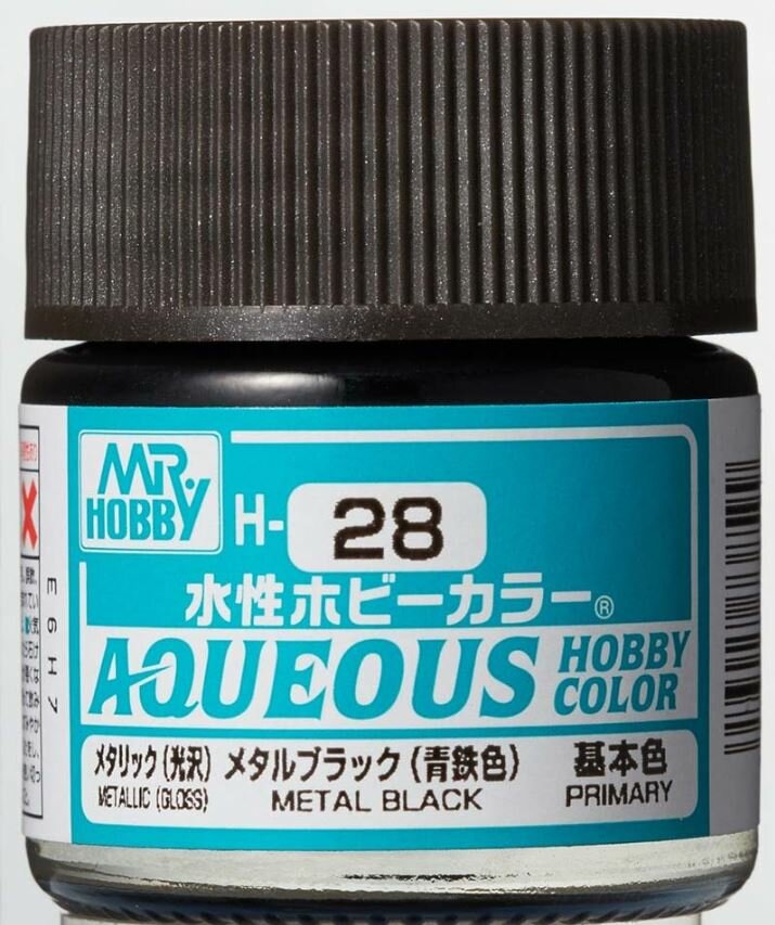 H 28 краска водоразбавляемая художественная т. м. MR.HOBBY 10мл METAL BLACK