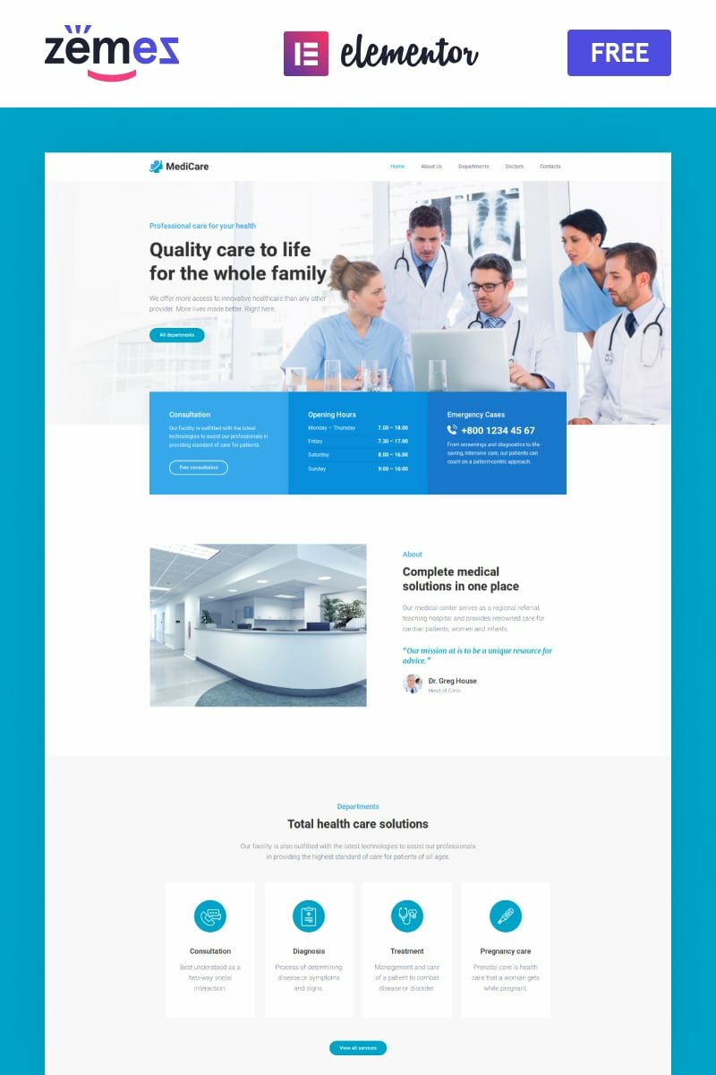 Подарочный сертификат на Шаблон для сайта Вордпресс с демоконтентом MediCare - FREE medical doctor Theme WordPress