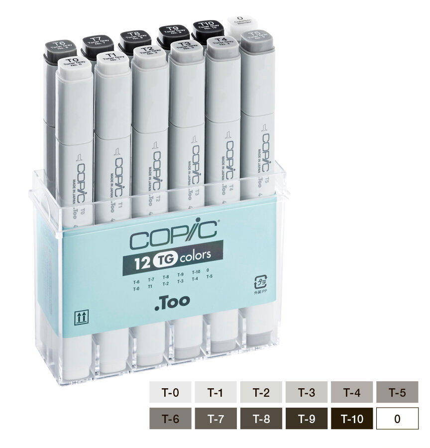 Набор маркеров "COPIC" TG (12 шт) в пластик. контейнере