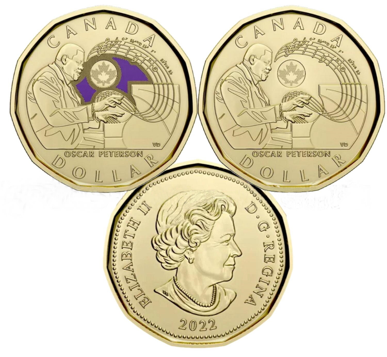 Набор монет 1 доллар 2022 Канада Оскар Питерсон Два исполнения