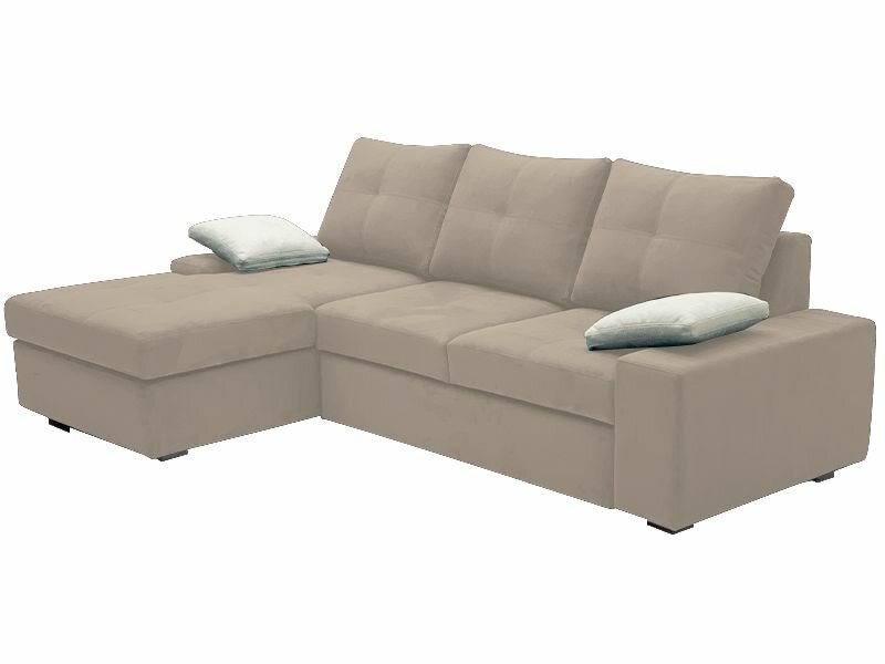Диван-кровать угловой Panino для гостиной c подлокотниками, слоновая кость, велюр, раскладной, 260х157х85см