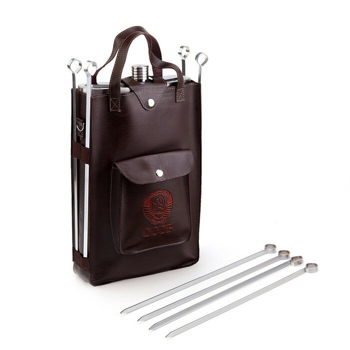 Фляжка «СССР», нержавеющая сталь, чехол, 5.15 л, с 4 шампурами l-40 см