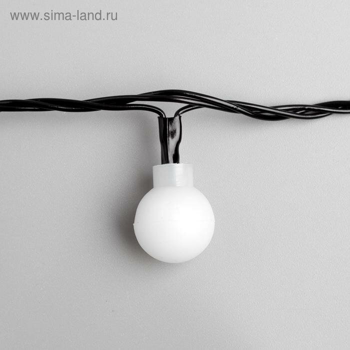 Гирлянда Нить 5 м с насадками Шарики белые, IP20, тёмная нить, 20 LED, свечение мульти (RG/RB), мигание, 220 В