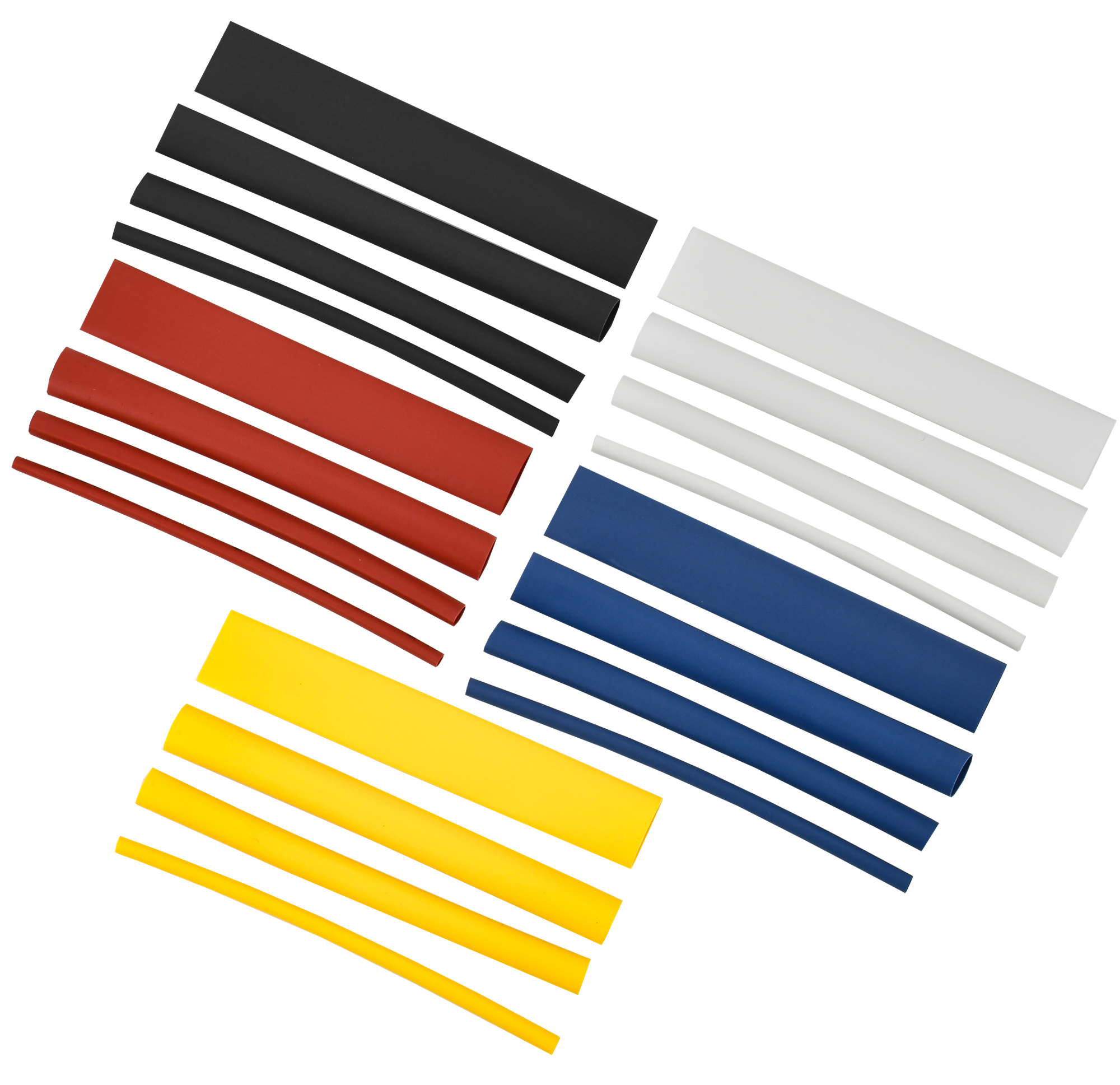 Набор трубок термоусадочных ТТУ 2/1 4/2 6/3 8/4 желтый/синий/красный/черный/белый 20х8см IEK UDRS-D2-D8-10-2