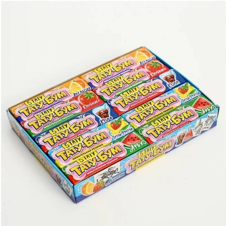 Жевательная резинка в пластинках с татуировками Тату-Бум ассорти 12,5 гр Упаковка 20 шт