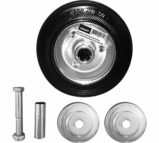 Колесо для тележки промышленное без кронштейна 100мм резина/сталь Gigant G-04-09-04