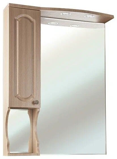 Зеркало-шкаф Bellezza Камелия 65 L с подсветкой, светлый лен