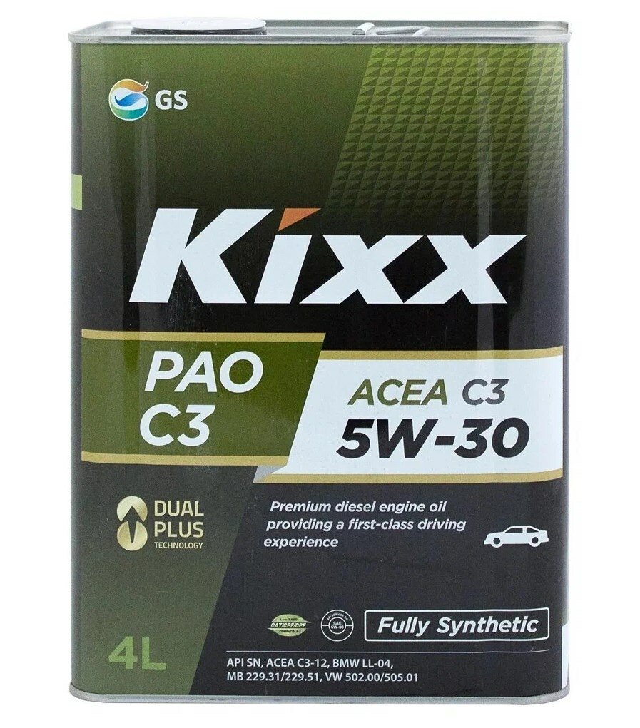Масло моторное синтетическое kixx "pao c3 5w-30", 4л