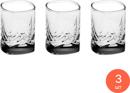 Набор стопок Pasabahce / Пашабахче TRIUMPH для ликера прозрачное стекло 60мл, в упаковке 6шт. / рюмки (комплект из 3 шт)