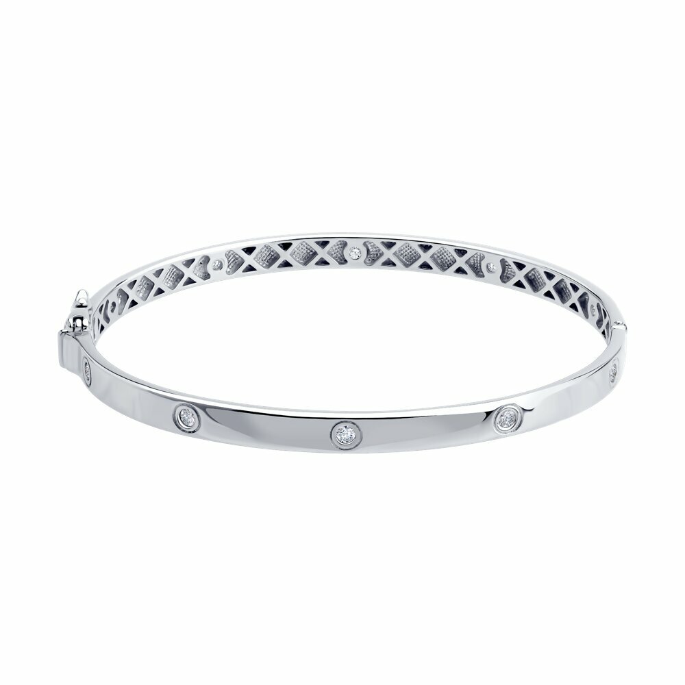 Браслет, серебро, 925 проба, родирование, фианит